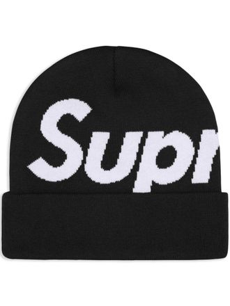 SUPREME bonnet &agrave; logo en intarsia - Noir