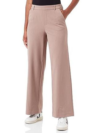 Vila Vila Vivarone Pattern Hw Wide Pant-Noos Pantalon en Tissu, Lentille Marron/Rayures : Noir, 36 Femme