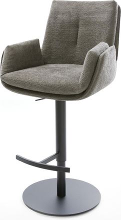 DELIFE Barstuhl Clea-Flex Boucl&eacute; Soft Schlamm Drehfu&szlig; h&ouml;henverstellbar Metall Schwarz, Barst&uuml;hle