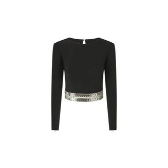 Pinko Top Crepe con Ricamo - - Tops - Damen - Schwarzk - S