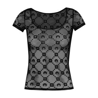 Marine Serre Womens Moonogram T-Shirt Black Synthetic