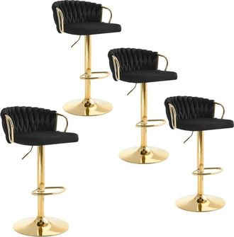 Woltu Lot de 4 Tabourets de Bar WOLTU, Tabourets Pivotant &agrave; 360&deg;, Hauteur R&eacute;glable, Velours + M&eacute;tal, Noir