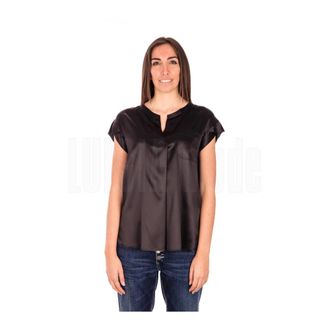 Caliban Offener Kragen Kurzarmhemd - - Blouses & Shirts - Damen - Schwarzk - L