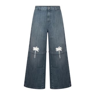 Palm Angels Palm Tree Denim Pants - Homme - Jeans - Bleu - Taille: W34