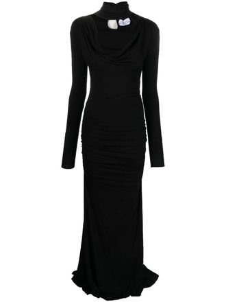 Blumarine robe longue &agrave; design drap&eacute; - Noir