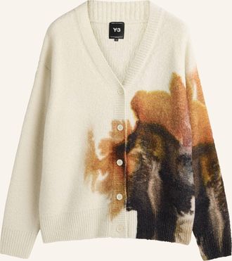 Yohji Yamamoto Y-3 Strickjacke Mit Grafik weiss