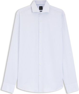 HUGO BOSS Baumwollhemd mit Struktur und Haifischkragen, Regular Fit in