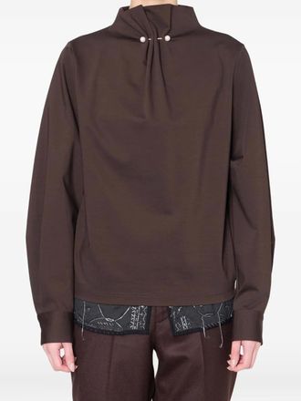 Kolor Stehkragen-Top mit Perlenverzierung - Braun