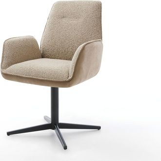 DELIFE Drehstuhl Zoa-Flex Materialmix Schlamm Fußkreuz Schwarz 360° drehbar Taschenfederkern, Esszimmerstühle