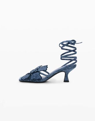 Desigual Sandalen in Blau mit Blumenapplikation