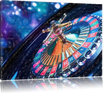 Pixxprint Roulettetisch, Gr&ouml;&szlig;e: 100x70cm, Leinwandbild, fertig gespannt, Wandbild, Dekoration, Kunstdruck, kein Poster