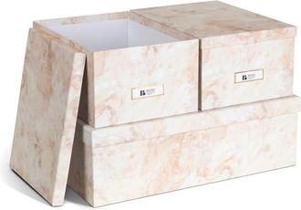 Bigso Box of Sweden BIGSO INGE 3er-Set Aufbewahrungsboxen f&uuml;r das Schlaf-, Kinder-, Arbeits- oder Badezimmer - stapelbare Ordnungsbox mit Deckel - Aufbewahrungskisten aus