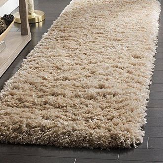 Safavieh Polar Shag Collection PSG800A Tapis de Couloir à Poils Longs - 7,6 x 2,4 m - Beige Clair - Design Glamour Solide - Ne perd Pas Ses Poils et Facile den