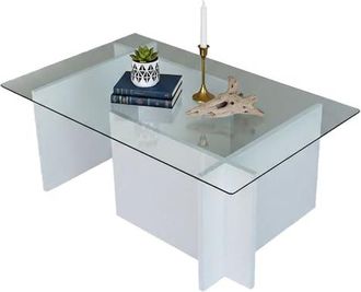 Dmora Couchtisch Asellus Wei&szlig; 105x65x40 cm, mit Zeitungsablage