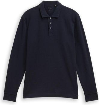Tom Tailor Herren 1048600 Langarm Poloshirt mit Waffelstruktur, 10668-Sky Captain Blue, XL
