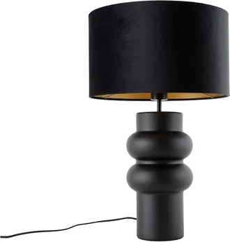 QAZQA Alisia - Lampe de table avec Abat-Jour - 1 lumi&egrave;re - &oslash; 35 cm - Noir - Design - &eacute;clairage int&eacute;rieur - Salon i Chambre i Cuisine i Salle &agrave; manger