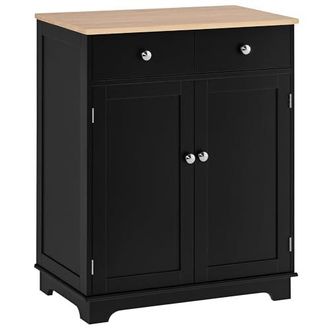 HOMCOM Meuble de Rangement Buffet Salon avec placards à Portes, 2 tiroirs et étagère réglable, Armoire de Rangement pour Salon, Cuisine, Chambre, Noir et Boi