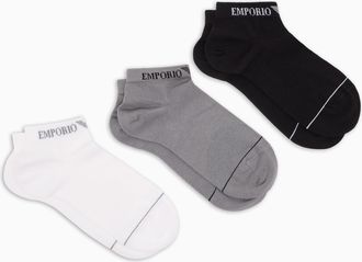 Emporio Armani Herrensocken mit verlängertem Logo, Schwarz, Größe L/XL, 3er-Pack, Schwarz, L