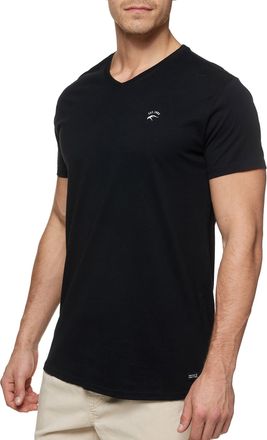 Indicode Herren INClever T-Shirt mit V-Ausschnitt aus 100% Baumwolle | Herrenshirt Sommershirt M&auml;nner Black, XXL