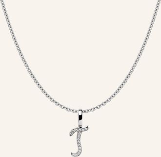Cada Cada Kette Tiny Diamond Letter T silber