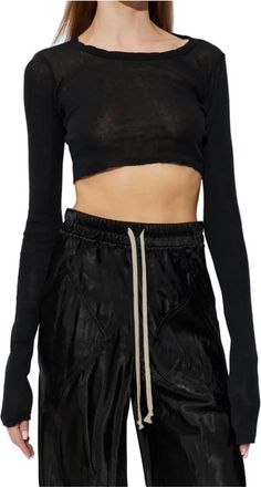Rick Owens Femme, Tops, Noir, Taille: 36 FR LS Crop T