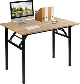 Soges Klapptisch kleiner Computertisch Schreibtisch Klappbar und Montagefrei,Tisch aus E1 Holzwerkstoffen und Stahlrahmen,Konferenztische,PC Tisch