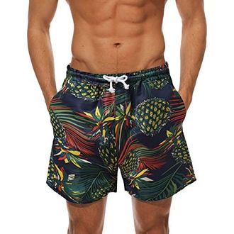 Generic Short de bain pour homme - Short de plage tendance d&eacute;t&eacute; - Short d&eacute;contract&eacute; - Short ample imprim&eacute; - Pantalon ample d&eacute;contract&eacute; - Short de vacances - P