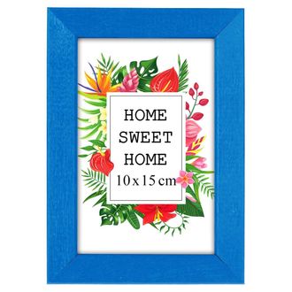 MG Design Blau Bilderrahmen A6 10 x 15 cm - Aus echtem Holz mit Acrylglas, zum Aufhängen & Aufstellen, für Fotos, Poster & Puzzle