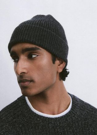 Mango Rippstrick-Wollm&uuml;tze dunkelgrau meliert - Herren - Einheitsgr&ouml;&szlig;e - MANGO MAN