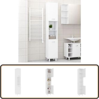 vidaXL Badezimmerschrank Weiß 30x30x179 cm Holzwerkstoff - Badezimmermöbel - Holzschrank - Schubladen - Aufbewahrungsraum - Wandmontage
