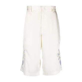Bluemarble Wei&szlig;e Bestickte Satin Shorts - - Shorts - Herren - Wei&szlig; - M