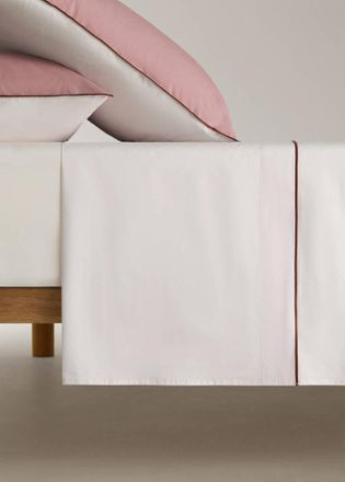 Mango Drap plat percale de coton couleur r&eacute;versible Lit 200 cm rose - Home - Lit 200 cm - MANGO HOME