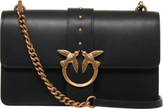 Pinko Pinko, Femme, Sacs, Noir, Taille: ONE Size Sac à Bandoulière en Cuir Love Birds Classique