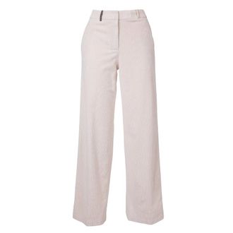 PESERICO Femme, Pantalons, Blanc, Taille: 34 FR Pantalon en velours c&ocirc;tel&eacute; 500 lignes