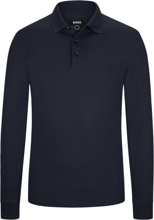 HUGO BOSS Langarm-Poloshirt aus glatter Baumwolle in