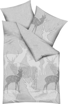 Kaeppel Bettwäsche Hirsche Feinbiber Silber Größe 1x 135x200 cm + 1x 80x80 cm