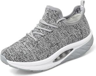 Generic ZBDP Chaussures de sport compensées pour femme - Pour fitness, gym, marche, gris, 39.5 EU