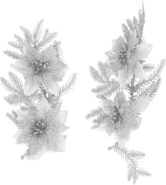 BESPORTBLE 2 St&uuml;ck Weihnachtsbaum Anh&auml;nger Blumenanh&auml;nger aus Kunststoff Stoff Silber Glitzernd Weihnachtsdeko zum H&auml;ngen f&uuml;r Baum und Heimdekor