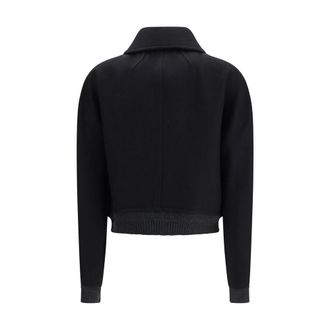 Ami Wool Double-Breasted Bomber Jacket - Black