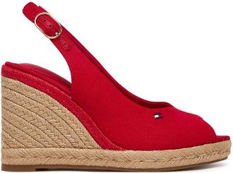 Tommy Hilfiger Espadrilles Flag High Wedge Espad Slingback FW0FW09343 Rot