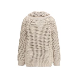 Brunello Cucinelli Womens Beige Cotton Cardigan Clothing