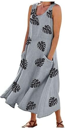 Generic Générique Robe Boheme Femme,Robe Femme Chic Et Elegant Robe Femme Ete Robe Plage Femme Décontractée Robe De Mariée Grande Taille Sans Manches Robe De 