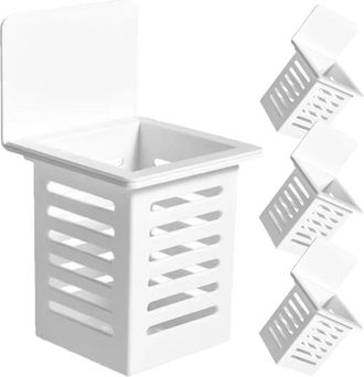 OSALADI 4 St&uuml;ck Bohrfreies Wandmontage Duschregal aus Robustem PP Wei&szlig; Platzsparendes Badezimmer und K&uuml;chen Organizer Wandhalter f&uuml;r Shampoo Seife und K&uuml;chenu