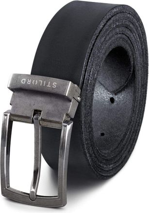 STILORD Vintage Echtleder G&uuml;rtel Herren Damen Retro K&uuml;rzbar Universal Lederg&uuml;rtel B&uuml;ffelleder, Farbe:schwarz | Schnalle antik - silbern I, Gr&ouml;&szlig;e:Universal 80-