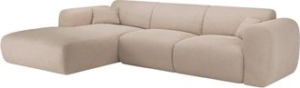 Vente-Unique Gro&szlig;es Ecksofa - Ecke Links - Samt-Stoff - Beige - POGNI von Maison C&eacute;phy