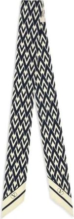 Valentino Garavani Foulard en twill de soie &agrave; imprim&eacute; g&eacute;om&eacute;trique - Femme - Accessoires - Bleu - Taille: ONE Size