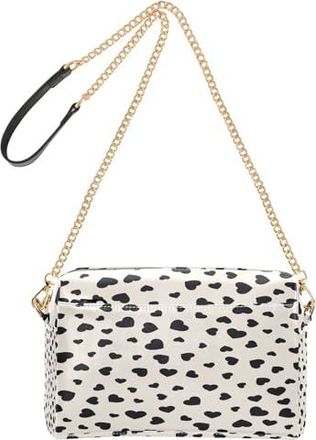 HMZXZ Sacs à bandoulière en cuir avec motif coeurs noirs pour femmes, petits sacs à main à bandoulière, mignons