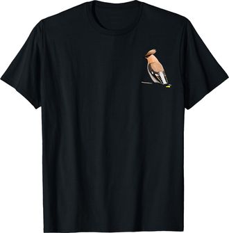 jz.birds Seidenschwanz Vogel Zeichnung Vogelfreund Ornithologe T-Shirt