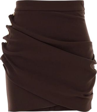 Elisabetta Franchi minijupe à volants - Marron