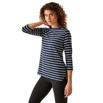 Regatta T-Shirt l&eacute;ger Bayletta en Coton m&eacute;lang&eacute; pour Femme, Bleu Marine/Blanc, 36